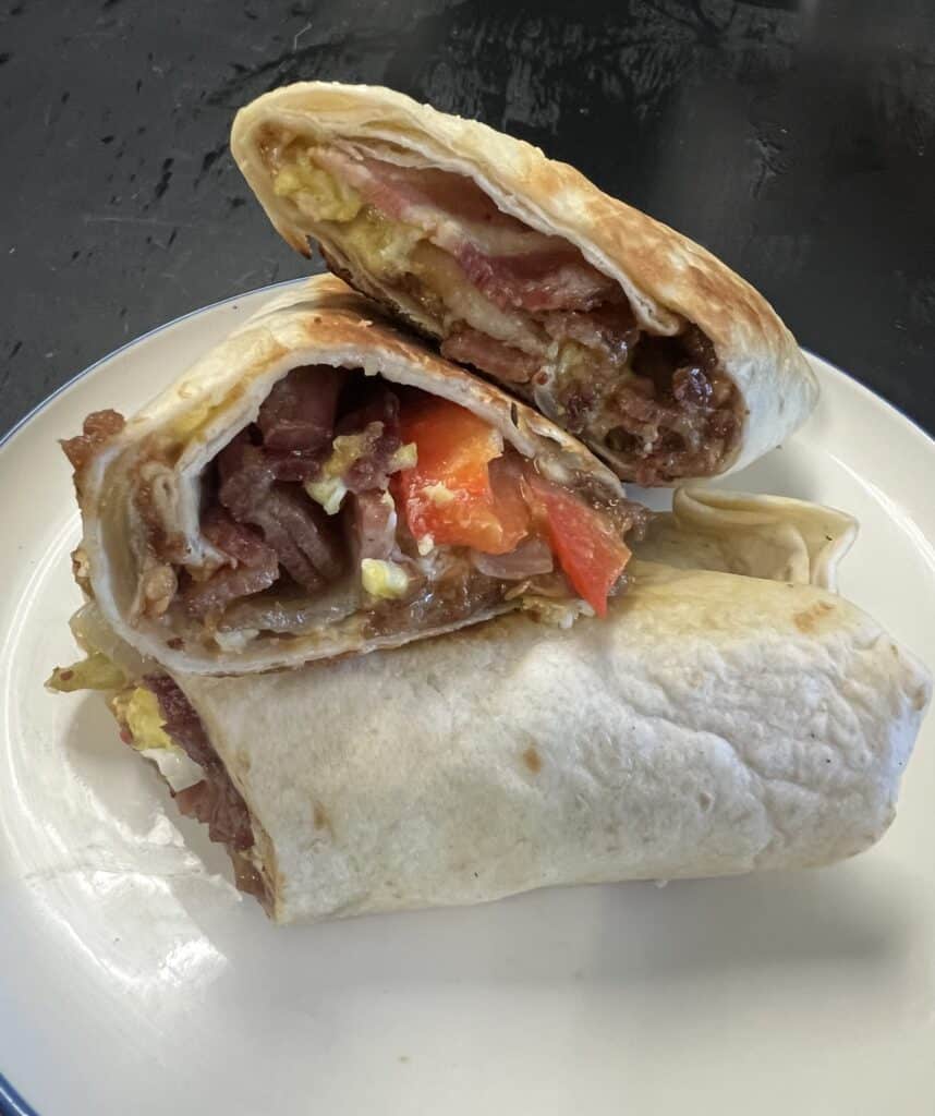 Peanut Butter Bacon Breakfast Burrito - Peanut Butter Lovers